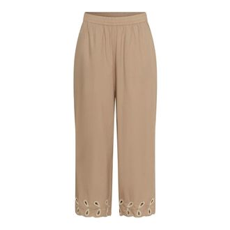 Soaked In Luxury Amara Eyelet Pant - - Trousers - Damen - Beige - S
