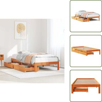 vidaXL vidaXL Massivholzbett mit Schubladen Wachsbraun 75x190 cm Kiefer