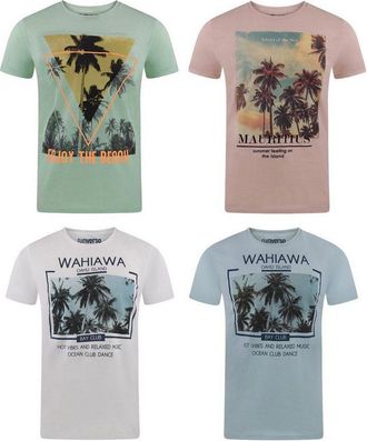 Riverso T-Shirt Herren Fotoprintshirt RIVLukas Regular Fit (4-tlg) Kurzarm Tee Shirt mit Rundhalsausschnitt aus 100% Baumwolle