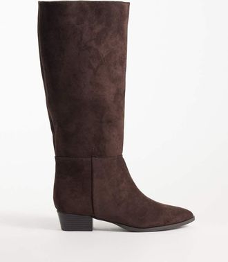 New Look bottes montantes &agrave; bout pointu marron en daim synth&eacute;tique