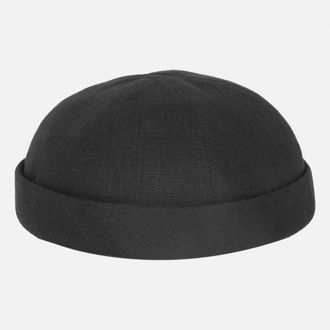Hanseheld Docker Cap Leinen Schwarz Kurz Flach Segler Sai