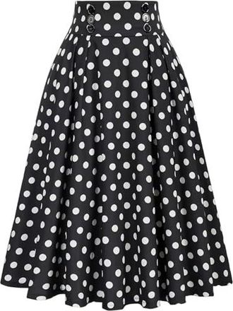 Generic Jupe plaid &eacute;l&eacute;gante r&eacute;tro vintage des ann&eacute;es 50 pour femme - Taille haute - Grille - Jupe festive vintage - Jupe midi - Jupe midi &eacute;lastique - Jupe tai