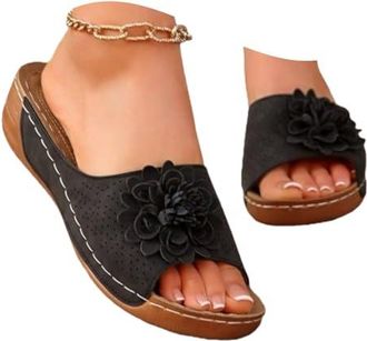 Generic Sandales orthop&eacute;diques habill&eacute;es &agrave; enfiler pour femme - L&eacute;g&egrave;res et &eacute;paisses - Confortable - Soutien de la vo&ucirc;te plantaire - Semelle compens&eacute;e - Bout o