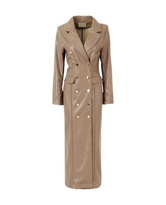Generic Trench-Coat Femme Printemps Automne Long Simili Cuir Noir - Double Boutonnage &Eacute;l&eacute;gant Long Jacket, kaki, XXL