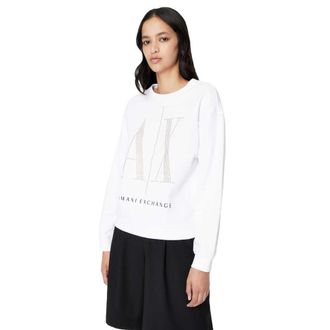 Emporio Armani Armani Exchange Damen Studded Icon Sweatshirt Sweatshirt, Wei&szlig;, XL