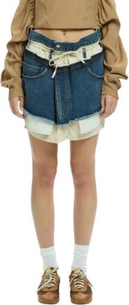 Malloni Femme, Jupes, Bleu, Taille: 36 FR Gonna sovrapposizioni destrutturate MLO