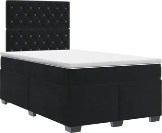 vidaXL Letto Box Spring Con Materasso Nero 120 X 190 Cm Velluto Vidaxl
