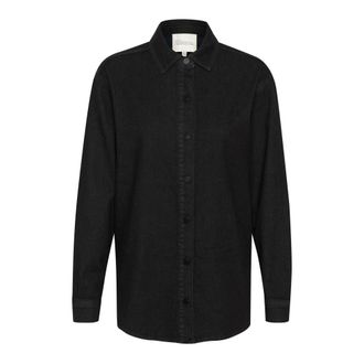 MY ESSENTIAL WARDROBE Schwarze Waschung Denim Hemd Boxy Stil - - Blouses & Shirts - Damen - Schwarzk - M