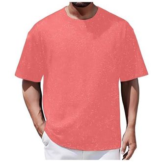 Generic T-shirt europ&eacute;en pour homme avec motif ciel &eacute;toil&eacute; scintillant pour homme, d&eacute;contract&eacute;, tendance, confortable, col rond, manches courtes, Rose, 3XL