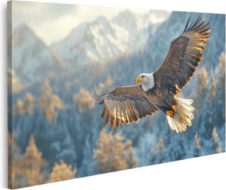 Islandburner Prime Bild auf Leinwand Adler im Flug &uuml;ber verschneite Berge f&uuml;r Wohnzimmer Naturfreunde Outdoor-Ausstatter Bilder Wandbilder Poster