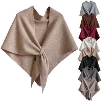 Generic Ch&acirc;le pour femme, ch&acirc;le cardigan 2025 de couleur unie, cape, laine cachemire, &eacute;paules hautes, pull, ch&acirc;le, &eacute;charpe pour lautomne et lhiver, kaki, tail