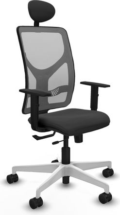 Piqueras y Crespo Computerstuhl mit 1D-Armlehnen, h&ouml;henverstellbarer Lendenwirbelst&uuml;tze und festem Kopfteil, ausgestattet mit Syncro/Traslack und Schneideschaum, Grau/D