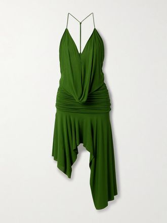 Acne Studios Asymmetrisches Midikleid Aus Jersey Mit Raffungen - Gr&uuml;n