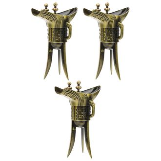 NUOBESTY Vintage Schnapsgl&auml;ser 3 St&uuml;ck aus Metall Antike Chinesische Trinkbecher f&uuml;r Lik&ouml;r Wein Tee Dekorative Kleine Weintassen im Chinesischen Stil f&uuml;r Zuhau