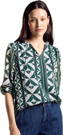 Street One Damen A344684 Blusentop in Unifarben, cool Vintage Green, 46