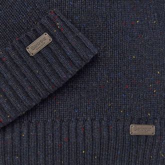 Barbour Mens Hat And Scarf Set Carlton Fleck Navy Acrylic