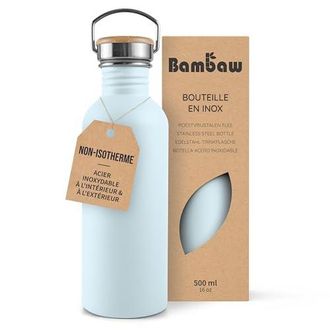 Bambaw Gourde Inox 500ml, Bouteille dEau Bleue, Gourde Sport Non-Isotherme, Gourde 50cl, Gourde Enfant Inox, Gourde Metal - Bleu Nordique
