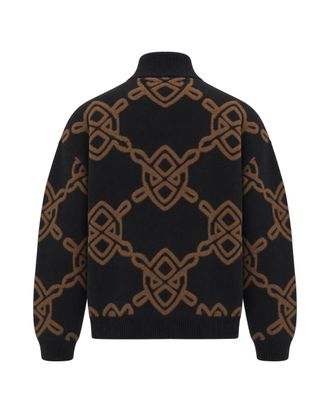 Daily Paper Clothing Logo Chain-Motif Zip-Up Sweater - Black