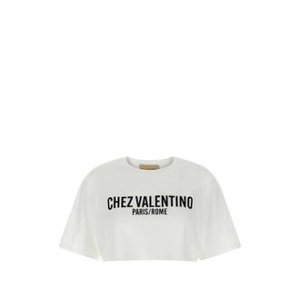 Valentino Bedrucktes T-Shirt - - Tops - Damen - Wei&szlig; - M