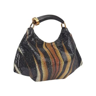 Roberto Cavalli Femme, Sacs, Multicolore, Taille: ONE Size Ray Of Gold Print Shoulder Bag