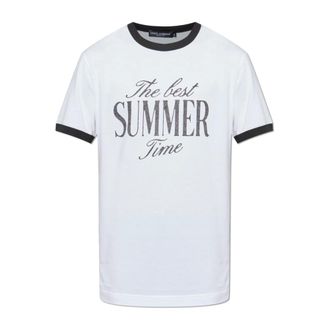 Dolce & Gabbana Homme, Tops, Blanc, Taille: L T-shirt avec impression