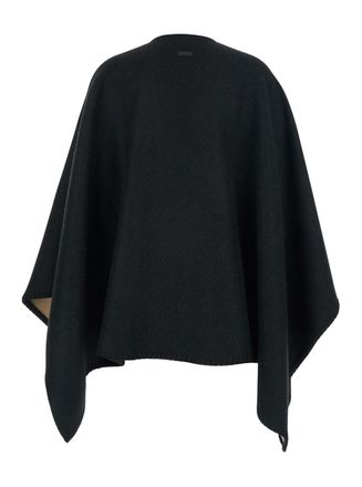 Ferragamo Womens Reversible Cape Nadir Black Cashmere-Wool Coat