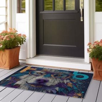 Generic Tapis Couloir Long Miroir d&eacute;coratif Trendy Wolf Individualit&eacute; Tapis Cuisine Devant Evier Antid&eacute;rapant Absorbant Tapis Int&eacute;rieur Entr&eacute;e Long 80x200 cm 