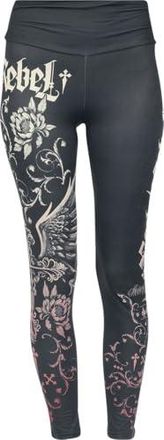 Rock Rebel by EMP Femme Leggings Noirs &agrave; Grand Motif XL