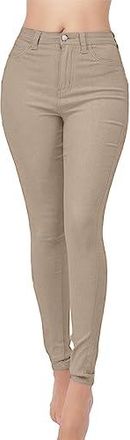 Generic Pantalon en jean extensible pour femme, kaki, XXL