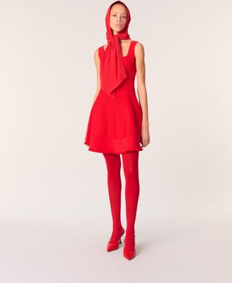 Maje Robe Courte En Maille - Rouge - Taille 40 - Maje