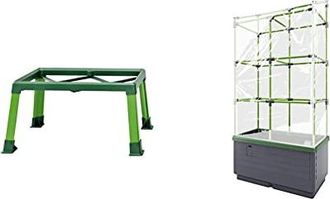 Bio Green Standfu&szlig; f&uuml;r Pflanzk&uuml;bel CITYJUNGLE | 36 cm H&ouml;he & Abdeckhaube f&uuml;r Pflanzk&uuml;bel City Jungle und City Jungle Heidelberg | UV-best&auml;ndige Folie | B 62 x T