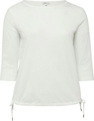 s.Oliver 3/4-Arm-Shirt T-Shirt Strukturierte Shirt-Bluse mit U-Boot-Ausschnitt