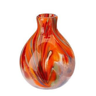 GILDE GLAS art Glas Art Vase Dream aus Glas - Orange - H&ouml;he 24cm x &Oslash; 18cm - durchgef&auml;rbte und wasserdichte Blumenvase