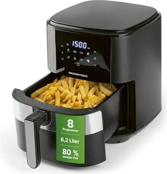 Gourmetmaxx Digitale Hei&szlig;luftfritteuse XL 6,2 L | Airfryer mit Timerfunktion & Touchdisplay | geruchsarm, fettarm & energiesparend frittieren - nahezu ohne &Ouml;l | 8