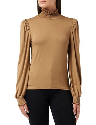 Only Damen Langarm-Shirt ONLELVA - Regular Fit XS S M L XL Schwarz Braun, Größe:XS, Farbe:Toasted Coconut 15278771