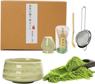 Generic Ensemble de fouet &agrave; matcha | Outil de m&eacute;lange portatif pour matcha, ensemble ergonomique de fabrication de th&eacute; japonais avec fouet, bol et cuill&egrave;re po
