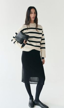 Mango Pull-over en maille &agrave; rayures &eacute;cru - Femme - XXS - MANGO