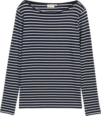 Tom Tailor Damen 1047730 Langarmshirt Mit Streifenmuster, 38573 - Navy Offwhite Tee Stripe, XXL EU