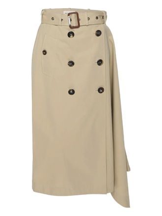 Alexander McQueen jupe mi-longue à taille ceinturée - Tons neutres