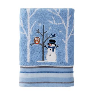 SKL Home Badetuch mit Schneemann-Motiv, f&uuml;r Weihnachten, Geschenk, Blau