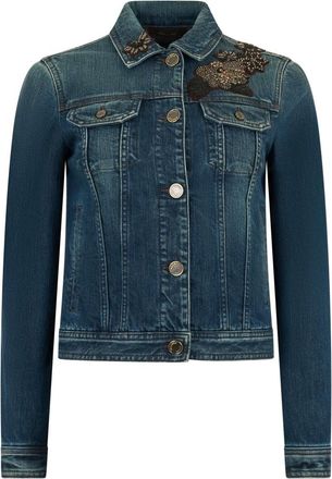 Moorer Femme, Vestes, Bleu, Taille: 42 FR Veste en jean courte