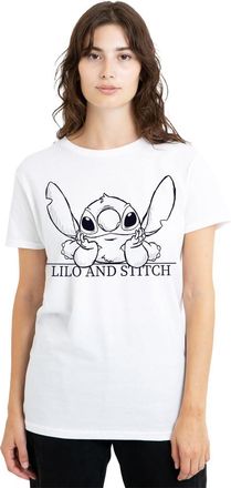 Lilo & Stitch Disney Womens Lilo Stitch Relax Sketch Ladies, White T-Shirt, L