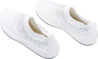 Yardwe Chaussures Mesh Respirantes Femmes Baskets Confortables à Semelle Coussinée Sandales Plates Ornées de Cristaux pour Quatre Saisons Chaussures Running 