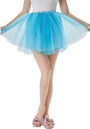 Generic Jupe tutu pour femme avec int&eacute;rieur et superposition, bleu ciel, Taille unique