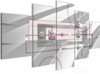 Runa Art Wandbilder Abstrakt 5 Teilig Bild auf Vlies Leinwand Deko Wohnzimmer Schlafzimmer Diamant Grau Rosa 020552c