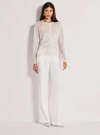 Madeleine Strickjacke Elegante Sommerjacke mit Rundhals, Feinstrick Florale Wolljacke, Knopfleiste, Jacquard-Muster, leichte Transparenz