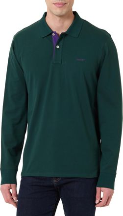 GANT Herren REG Contrast Pique LS Polo Polohemd, Gr&uuml;n, L