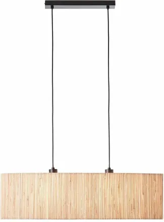 Brilliant Lampe, Wimea Pendelleuchte 2flg schwarz/natur, 2x A60, E27, 52W, Kabel k&uuml;rzbar / in der H&ouml;he einstellbar - Brilliant