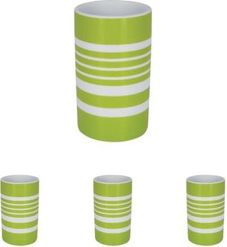 Spirella Tube Streifen Becher, gr&uuml;n (Packung mit 4)