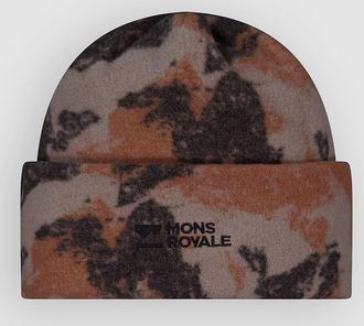 Mons Royale Pileup Wool Fleece Beanie mtn camo orange